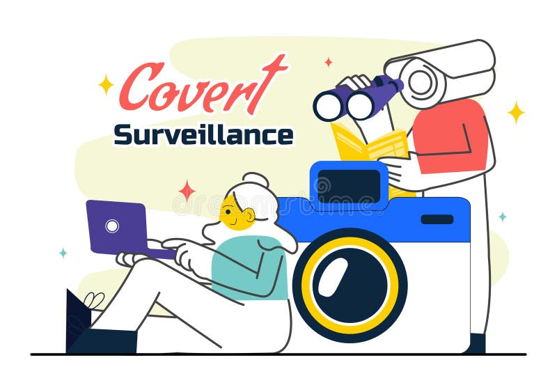 Covert Surveillance Vector Illustration Featuring the Act of Observing ...