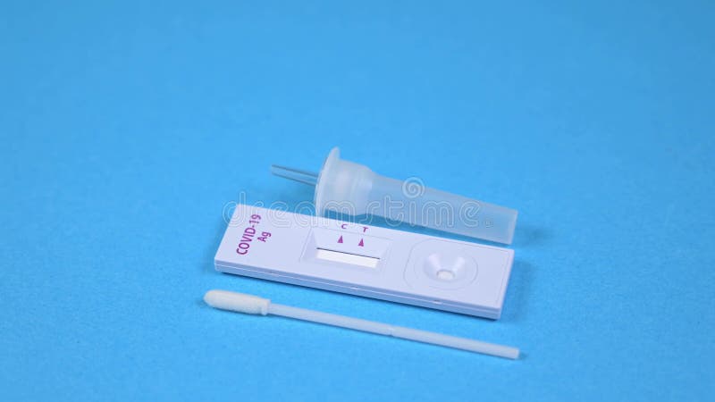 Covid-19 Ag Home Self-test Kit on a Blue Background Stock Video - Video ...