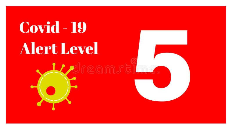 Covid-19 Alert Level 5 Vector Illustration on a Red Background Stock ...