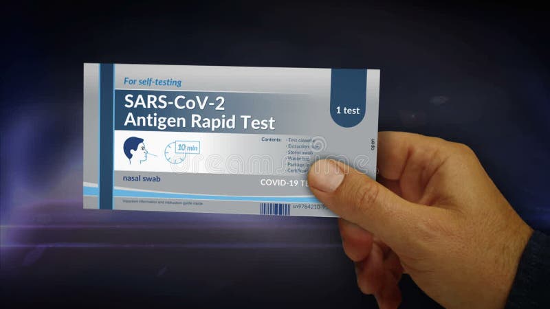 Covid Rapid Antigen Self Test Pack in Hand Abstract Concept Rendering ...