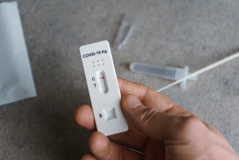Covid-19 Antigen Test at Home.Negative Test Result Stock Image - Image ...