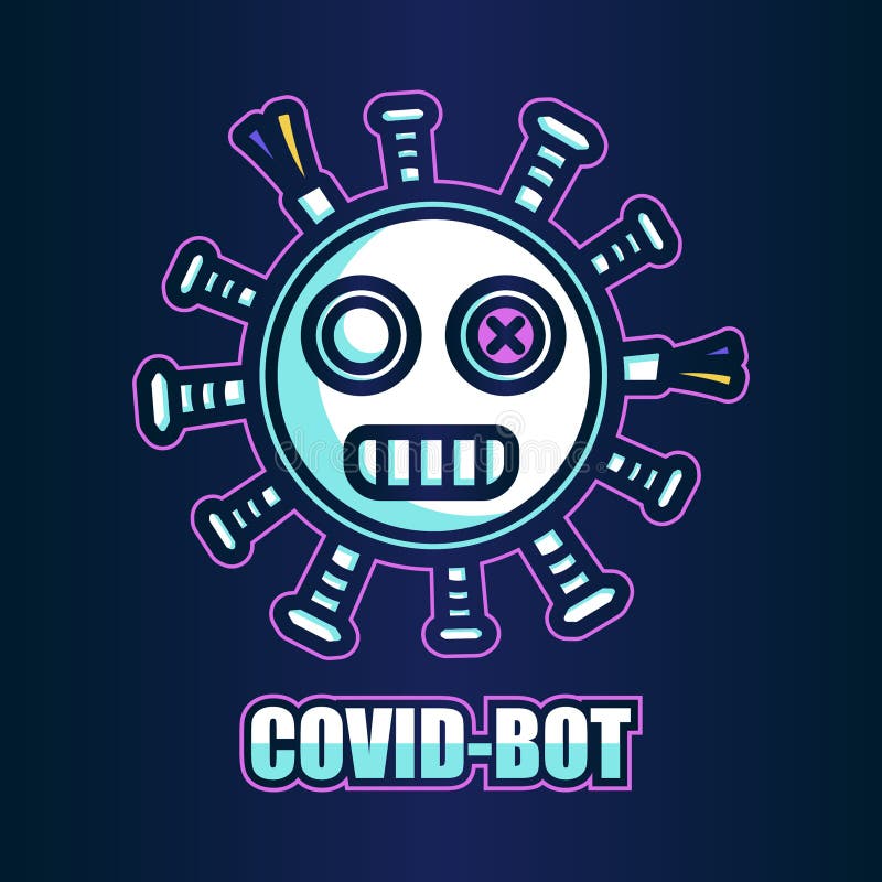 Covid bot with scary face stock vector. Illustration of elements ...