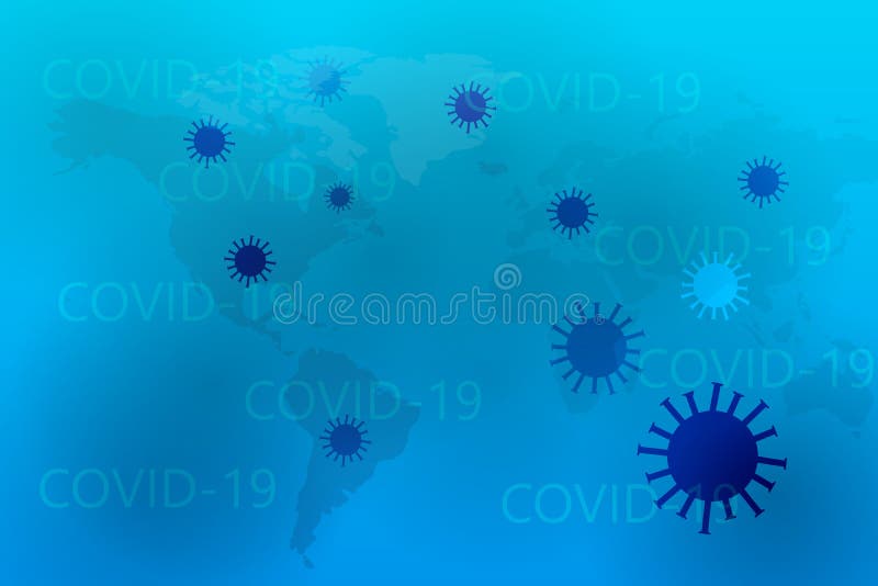 Covid-19 Concept with World Map Watermark Blue Background Stock Vector ...