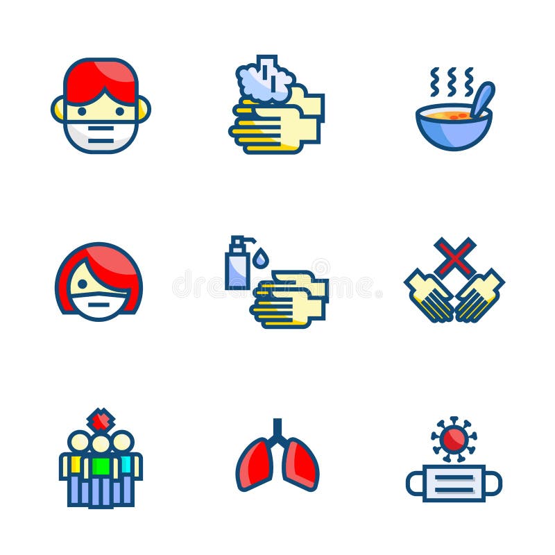Covid-19 Corona Virus Protection Icons Set Stock Vector - Illustration ...