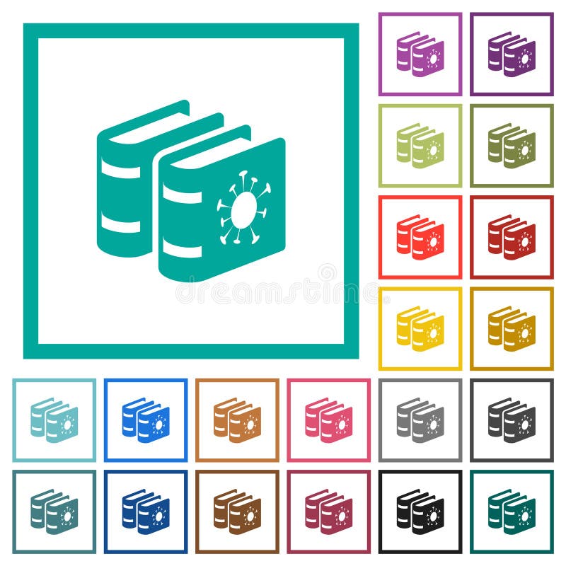 Covid Documentation Flat Color Icons with Quadrant Frames Stock Vector ...