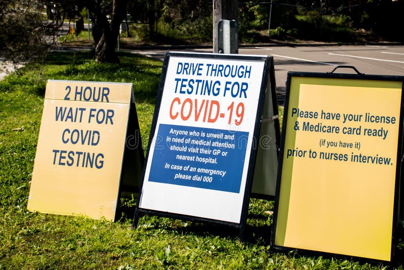 COVID-19 Drive through Testing Clinic Sign. 2 Hours Wait for Testing ...