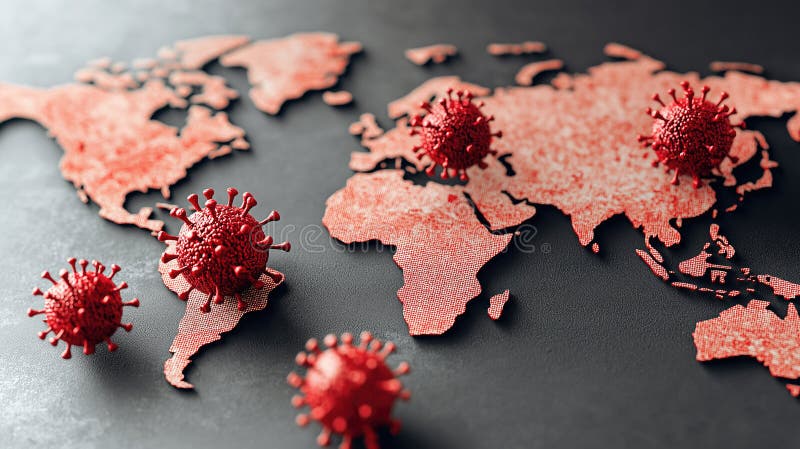 Covid-19 Global Spread Concept with Virus Models on World Map Stock ...