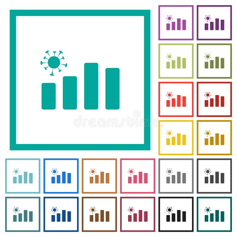 Covid Graph Flat Color Icons with Quadrant Frames Stock Vector ...