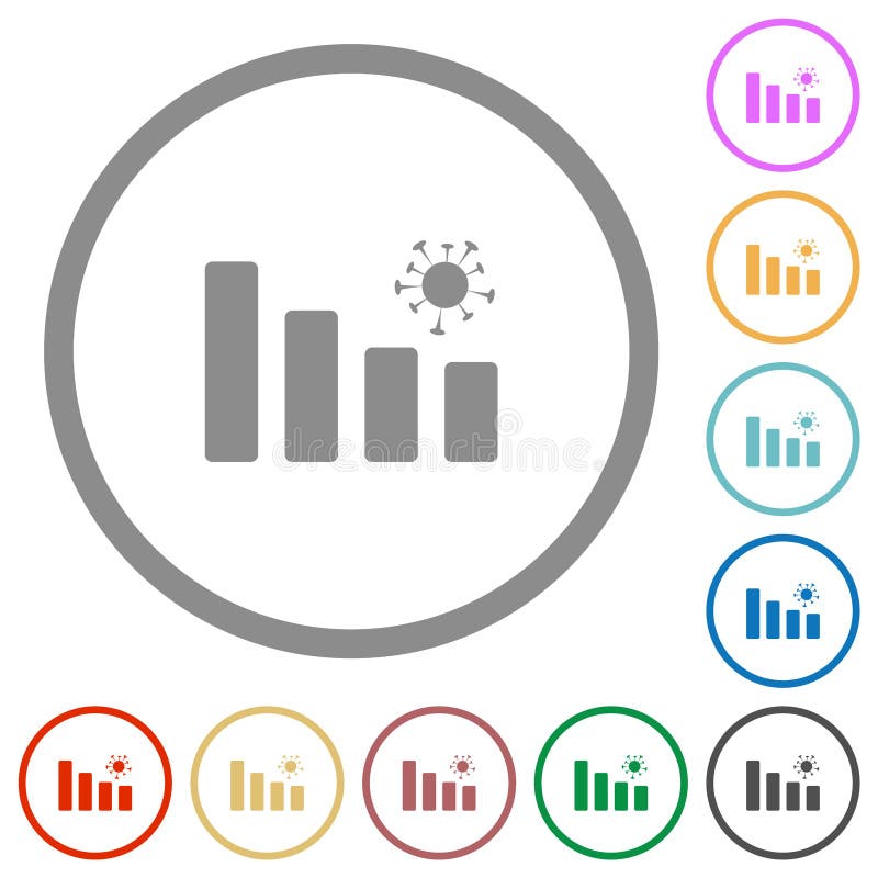 Covid Graph Flat Icons with Outlines Stock Vector - Illustration of ...