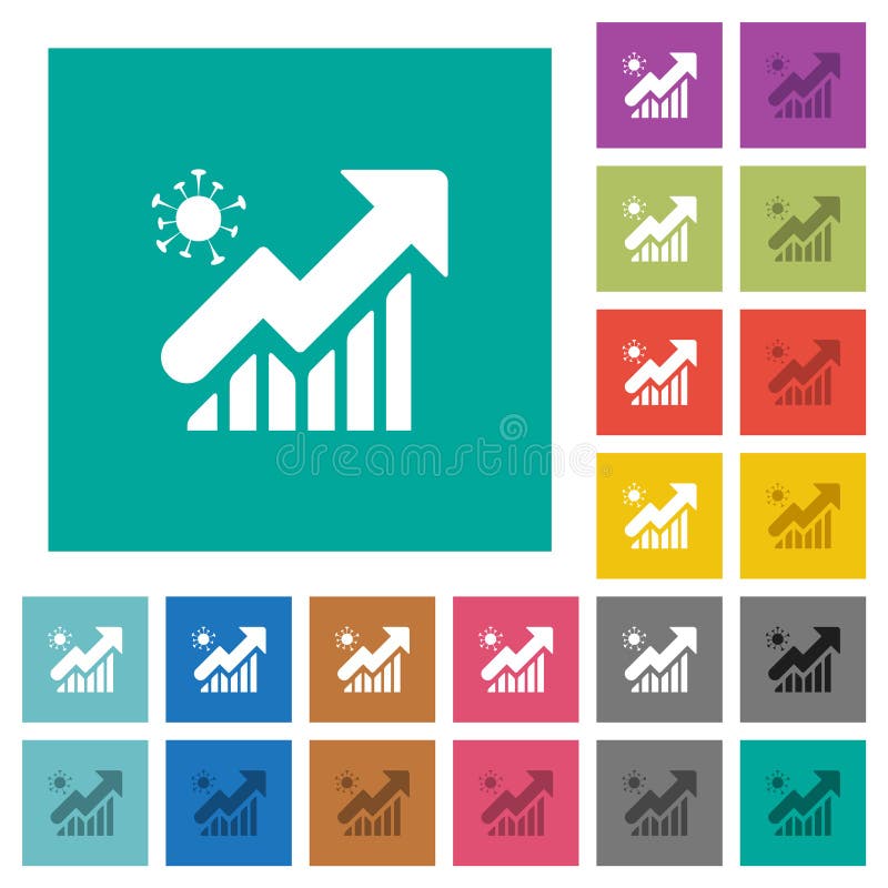 Covid Graph Square Flat Multi Colored Icons Stock Vector - Illustration ...