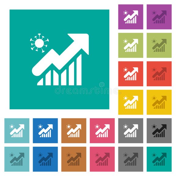 Covid Graph Square Flat Multi Colored Icons Stock Vector - Illustration ...