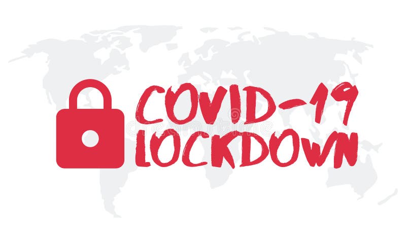 Covid-19 Lockdown Illustration on World Map Background. Stock ...