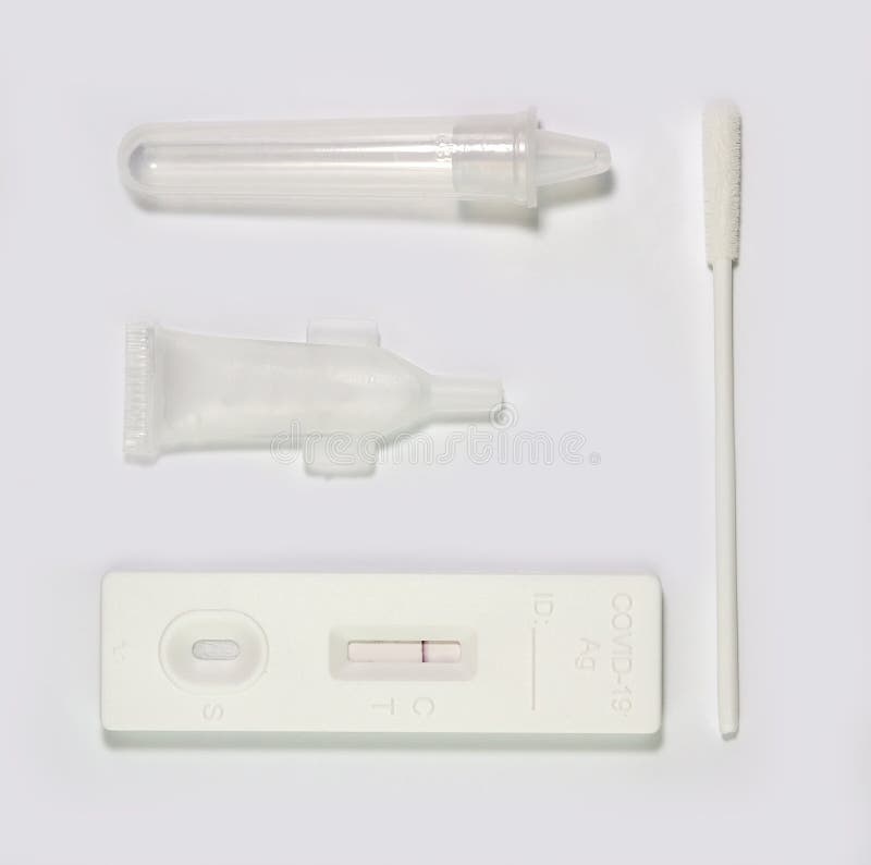 Covid 19 Mouth Antigen Test Kit with Negative Result, Isolated on White ...