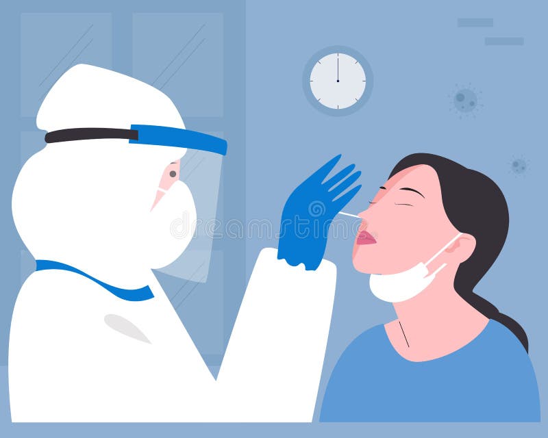 Covid 19 Nasal Swab Test Flat Illustration Stock Vector - Illustration ...