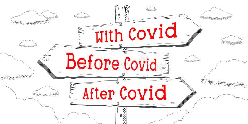 Before, with, after Covid - Outline Signpost with Three Arrows Stock ... Before, with, after Covid - Outline Signpost with Three Arrows Stock ...