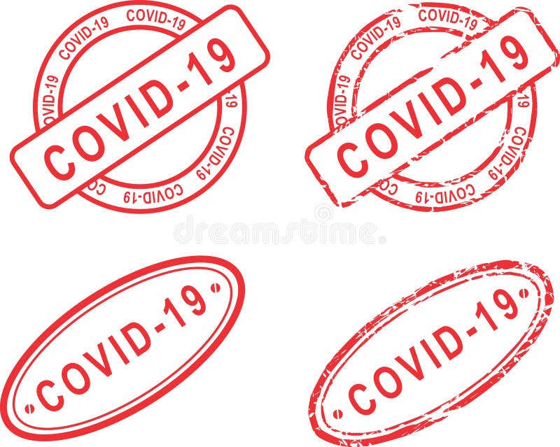 Covid-19 Red Stamp Circle Text Sticker Seal Set Collection Stock Vector ...