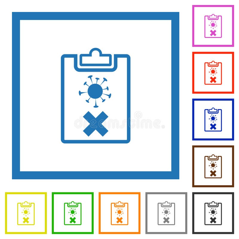 Covid Test Failed Outline Flat Framed Icons Stock Vector - Illustration ...