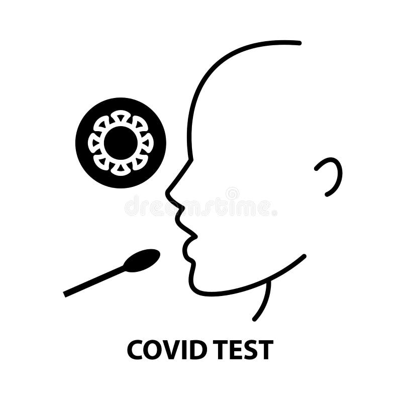 Covid Test Icon, Black Vector Sign with Editable Strokes, Concept ...