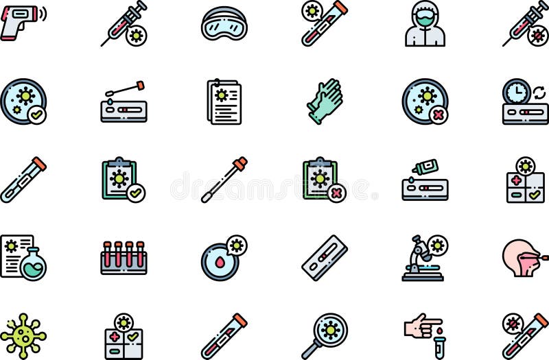 Covid Tests Icons Collection is a Vector Illustration with Editable ...