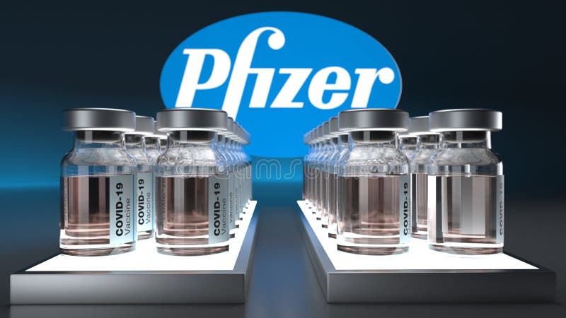 Covid 19 Vaccine Pfizer Bottles on Abstract Background Editorial Stock ...