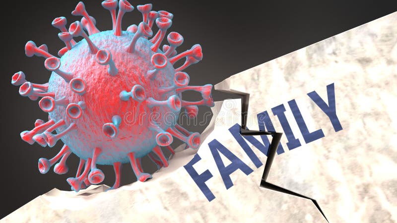 Covid Virus Destroying Family - Big Corona Virus Breaking a Solid ...