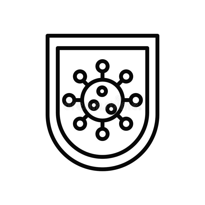 Covid19 Virus Particle in Shield Line Style Stock Vector - Illustration ...