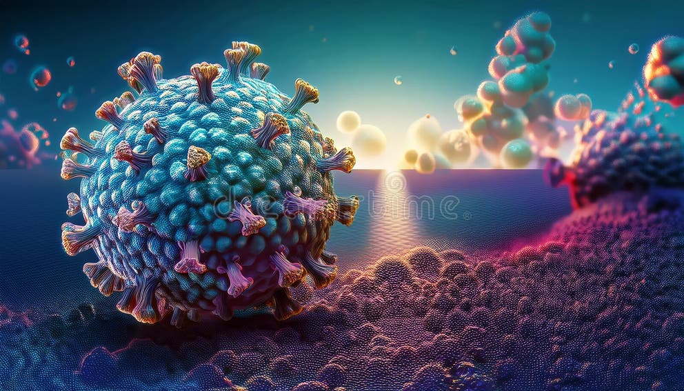 Covid Virus Visualization in Mesmerizing Colors Highlighting Molecular ...