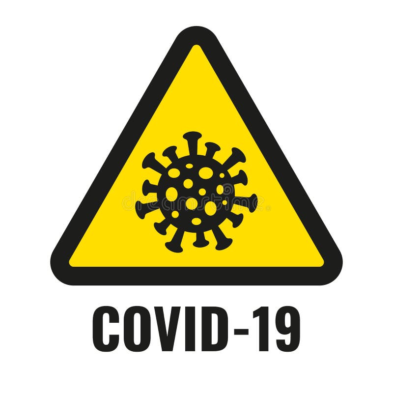 Covid-19 Yellow Warning Triangle Sign. Coronavirus Vector Icon Stock ...