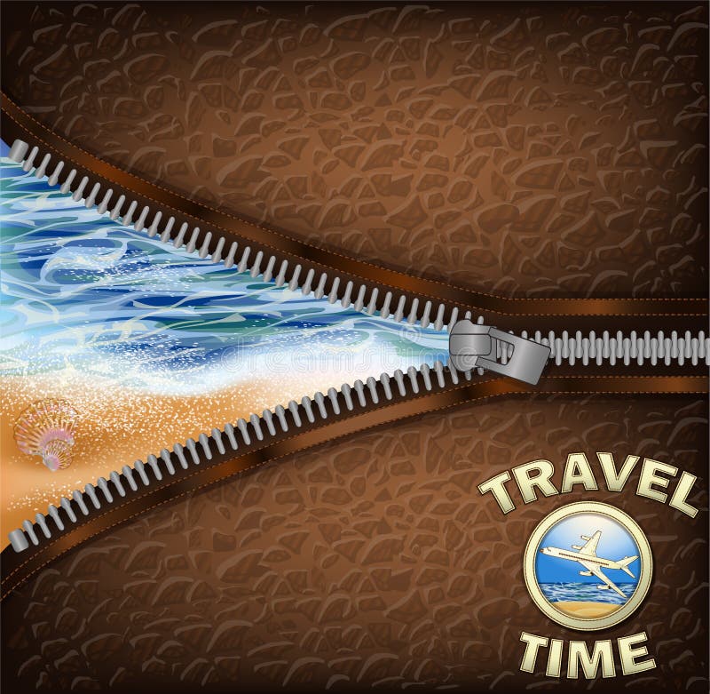 Travel Time Vip Card with Zipper and Sea Shell, Vector Stock Vector ...