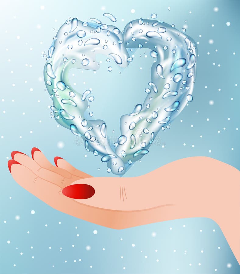 Eco Card, Female Hand Catching a Heart of Water, Vector Stock Vector ...
