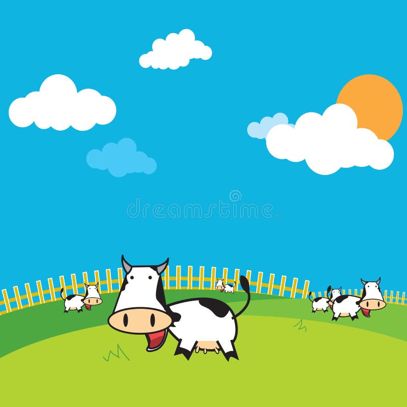 Cartoon Cute Cow Say Moo, Drawing for Kids.Vector Illustration. Stock ...
