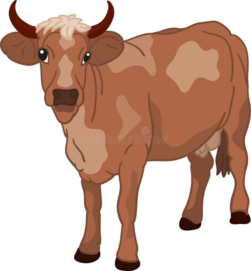 Feeding Cow Stylized Vector Stock Vector - Illustration of holstein ...