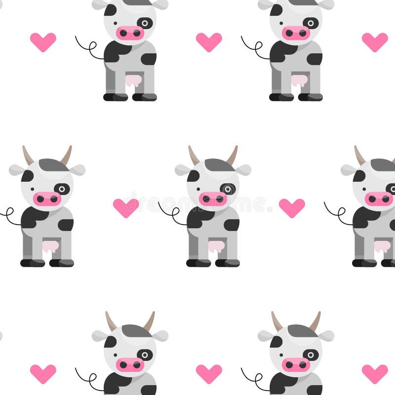 Vector Pattern with Cows and Hearts Stock Vector - Illustration of ...