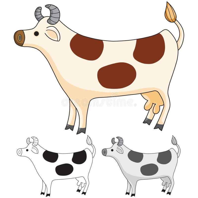 Set of Various Breeds Cow at Front View Stock Vector - Illustration of ...