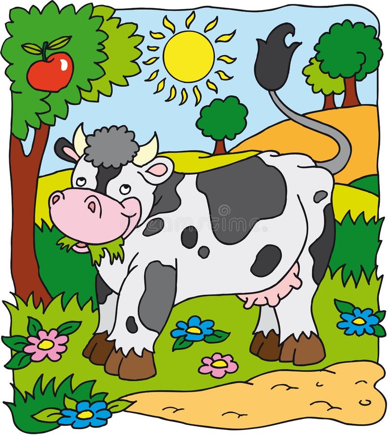 Cow stock vector. Illustration of colors, flowers, mammals - 7952617