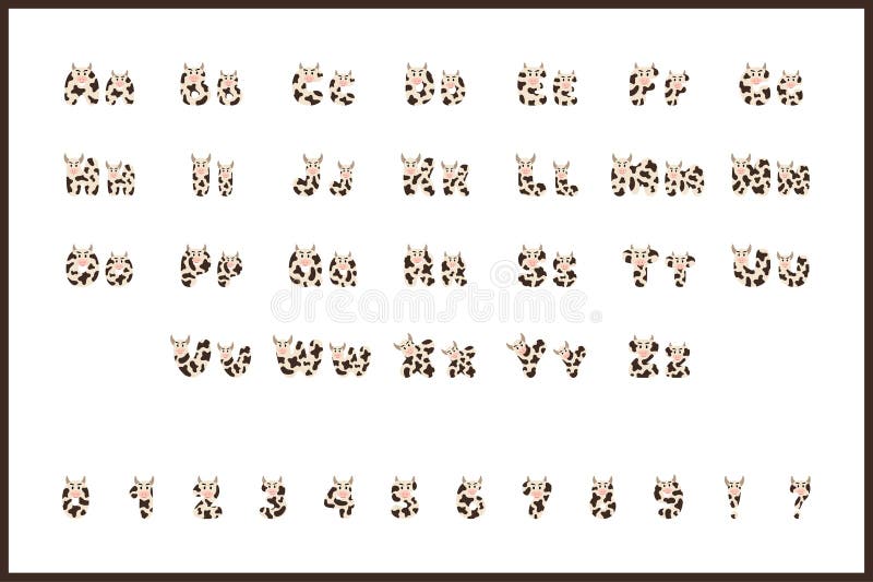 Cow Alphabet in Cartoon Style Stock Vector - Illustration of vector ...