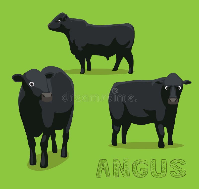 Cow Angus Cartoon Vector Illustration Stock Vector - Illustration of ...