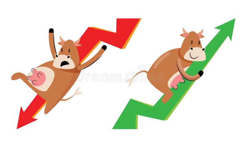 Cow with Arrow Graph Chart Business Concept Vector Illustration Stock ...