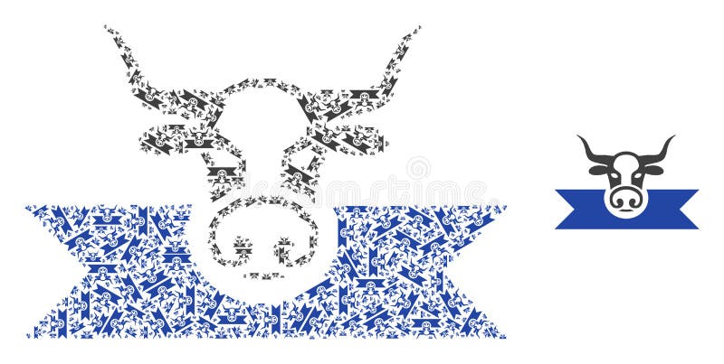 Cow Award Ribbons Recursion Collage Of Self Items Stock Vector