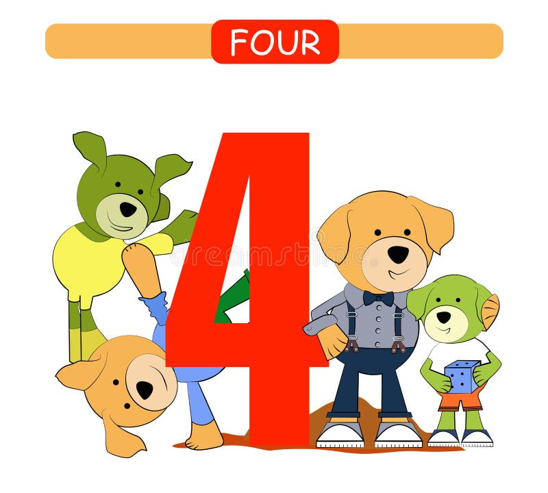 Four. Collection Number for Kindergarten and Preschool. Learn Number 4 ...