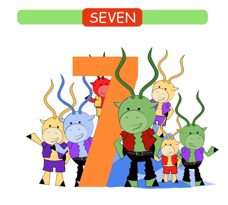 Seven. Collection Number for Kindergarten and Preschool. Learn Number 7 ...
