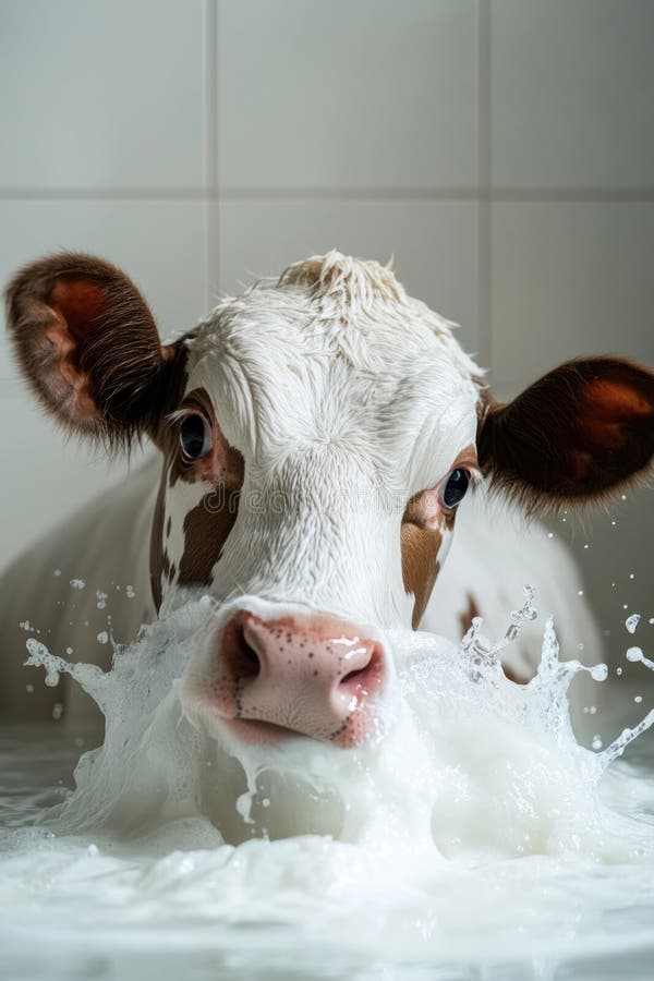 Cow in bathtub stock image. Image of muddy, country - 374323339