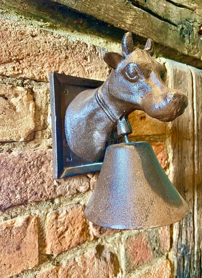 Cow Bell Brass Wall Hanging Bell in Pub Stock Image - Image of carrying ...