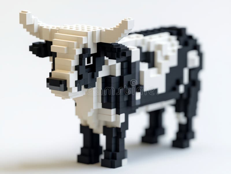 Cow in Black and White Blocks Stock Image - Image of sculpture, texture ...