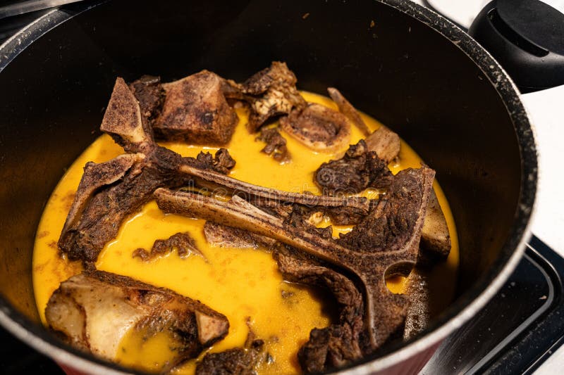 Cow Bones To Make Beef Stock with Stock Image - Image of meal ...