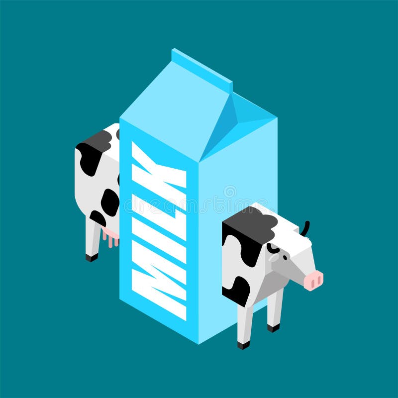 Cow and Box of Milk. Cow Inside a Milk Package Stock Vector ...