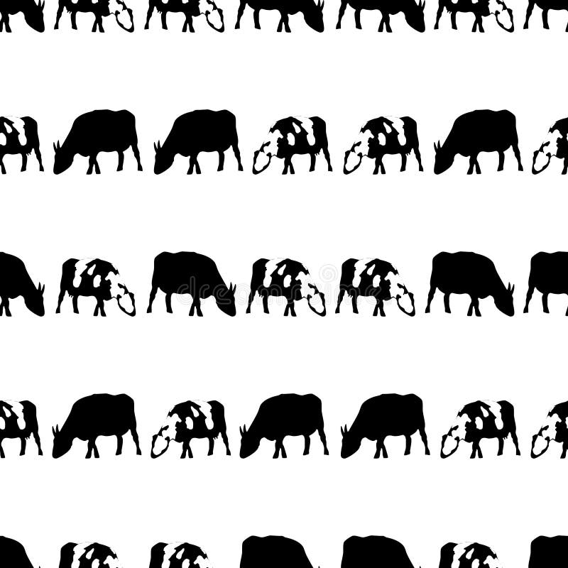 Cow and Bull Black Shadows Silhouette in Lines Pattern Eps10 Stock ...