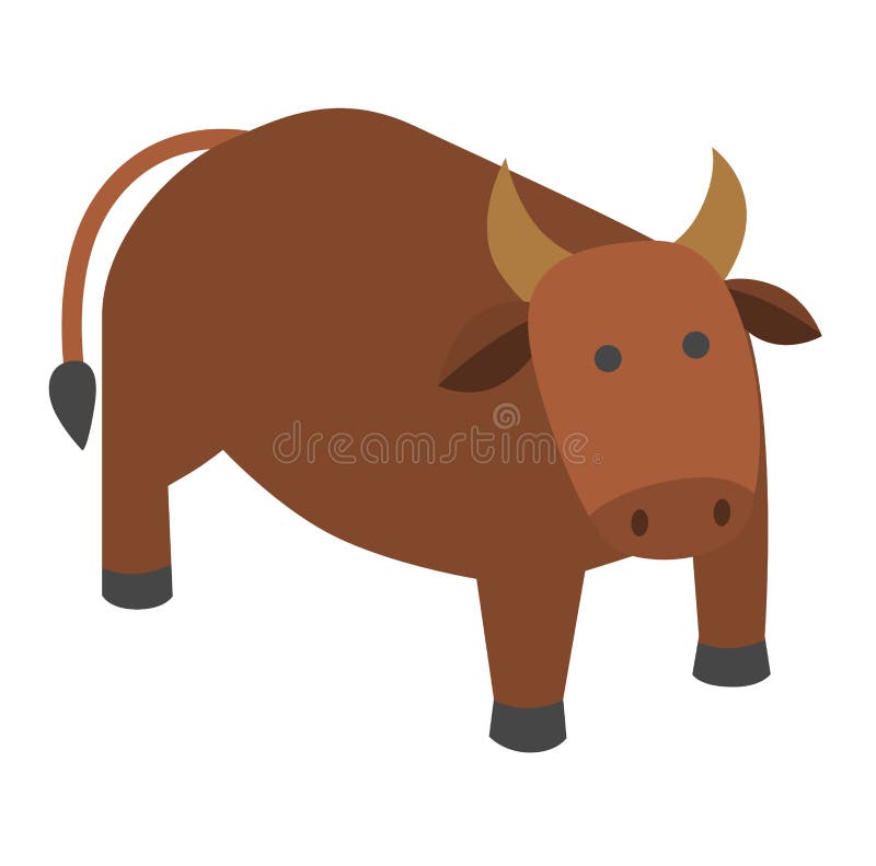 Cow or Bull Farm Animal Isolated on White Vector Illustration Stock ...