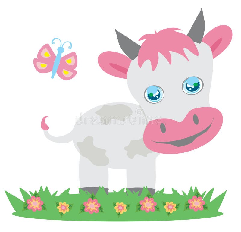 Cow and butterfly stock vector. Illustration of butterfly - 51071540