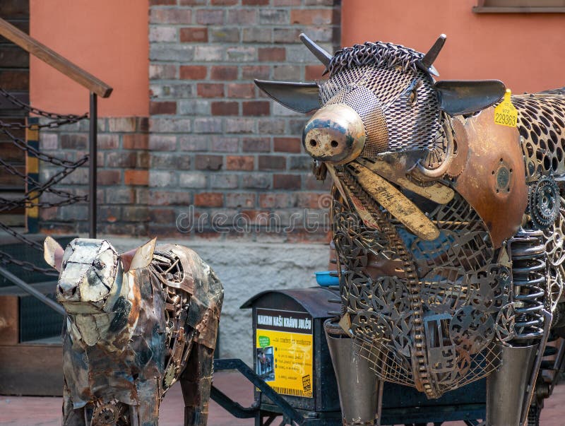 Cow and Calf from Scrap Metal Editorial Photo - Image of texture ...